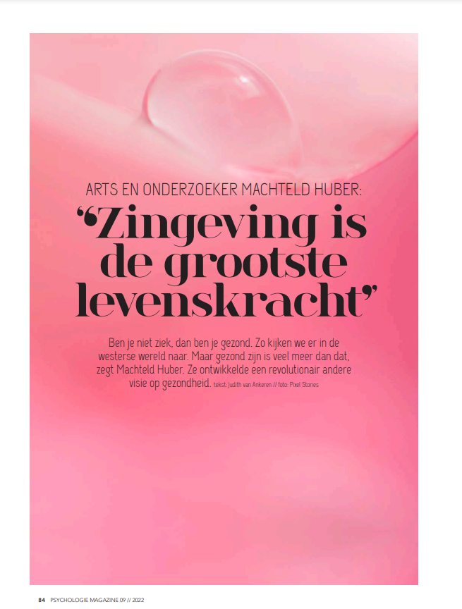 Interview met Machteld Huber in Psychologie Magazine - Institute for ...